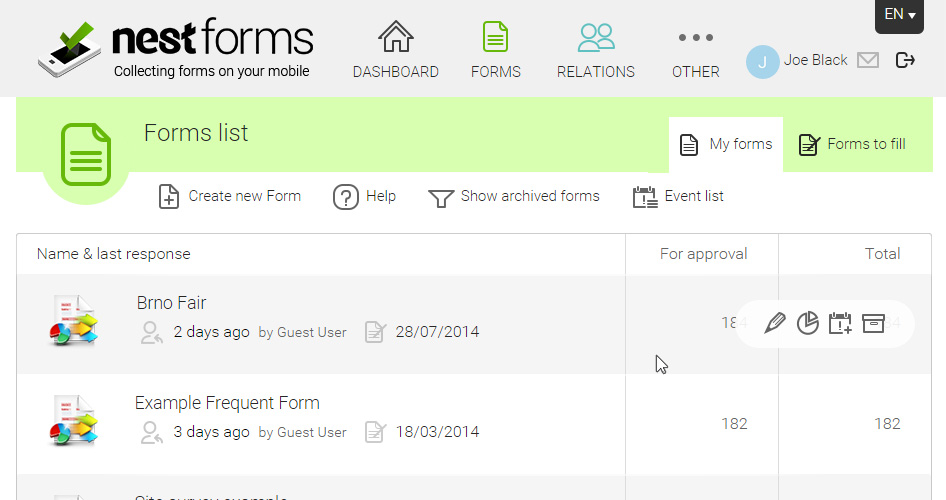 Forms List - NestForms
